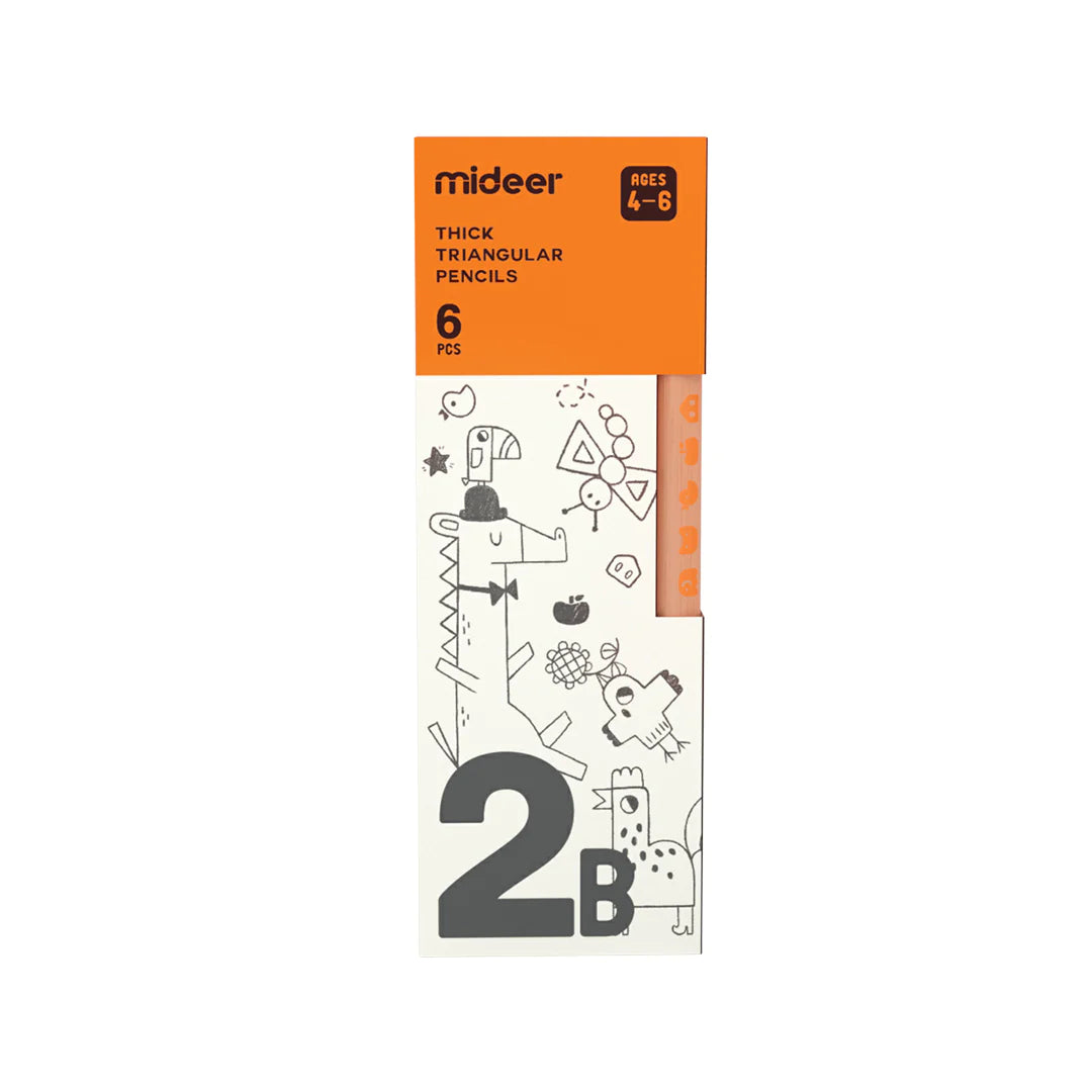 Mideer Thick Triangular Pencils 2B 6P – HeyKids Australia