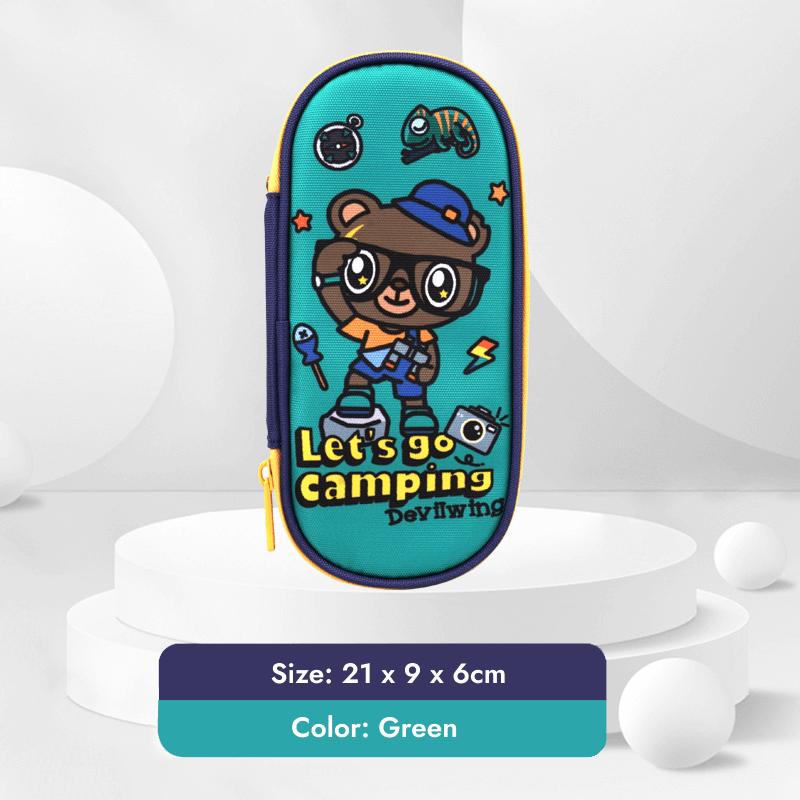 Devil Wing Three Layer Cartoon Pencil Case: Burton (Green) – HeyKids ...