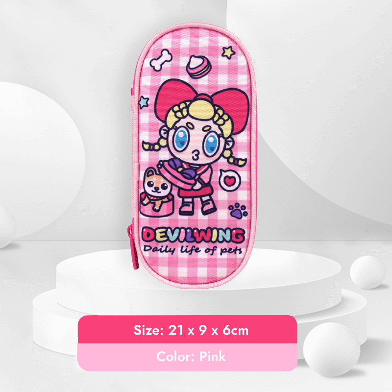 Devil Wing Three Layer Cartoon Pencil Case: Puddy (Pink) – HeyKids ...