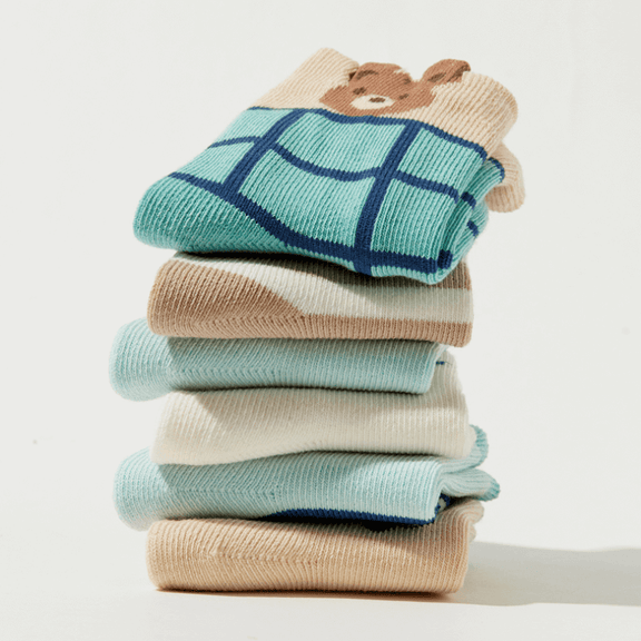 Beibi - Baby Socks: 6 Pack in Plane and Bear – HeyKids Australia