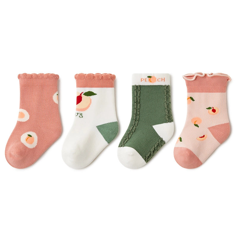 Beibi - Baby Socks: 4 Pack in Peach Series – HeyKids Australia