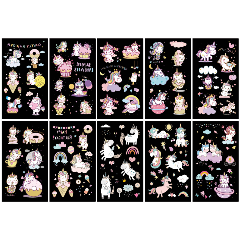 Tattoo Stickers for Kids 10 Sheets: Unicorn Theme – HeyKids Australia